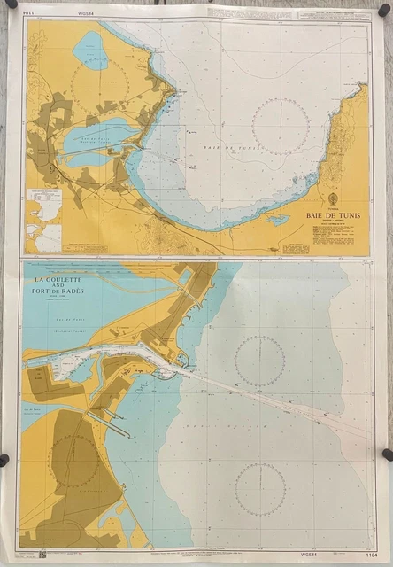 AMIRAUTÉ 1184 TUNISIE Baie De Tunes Carte Chart Nautique Marine ...