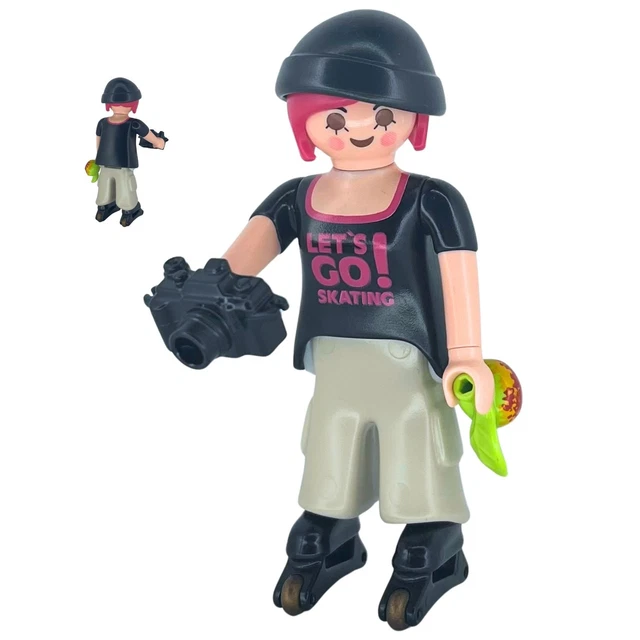 PLAYMOBIL FIGURINE PATINEUR bonnet caméra pomme ville parc EUR 5,00 ...