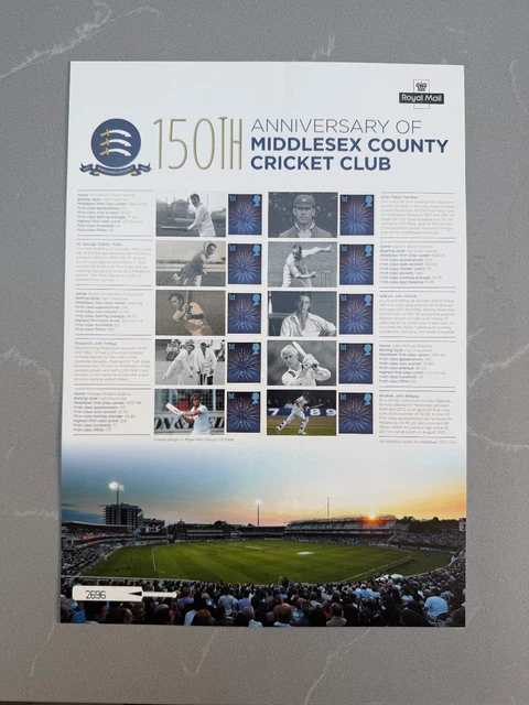 GB 2014 - Middlesex Cricket Club 150th Anniversary Smiler Sheet (2696 ...
