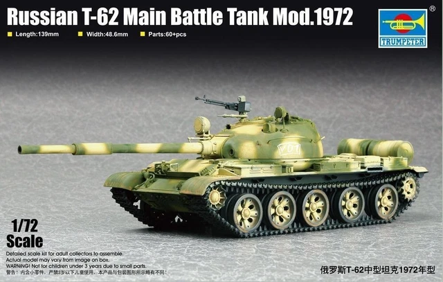 TRUMPETER 07146 RUSSIAN T-62 Main Battle Tank Mod. 1962 in 1:72 Bausatz ...