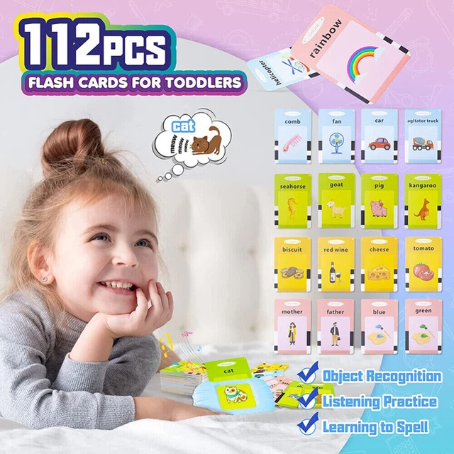 TALKING FLASH CARDS For Toddlers Kids Preschool Words Learning Cards ...