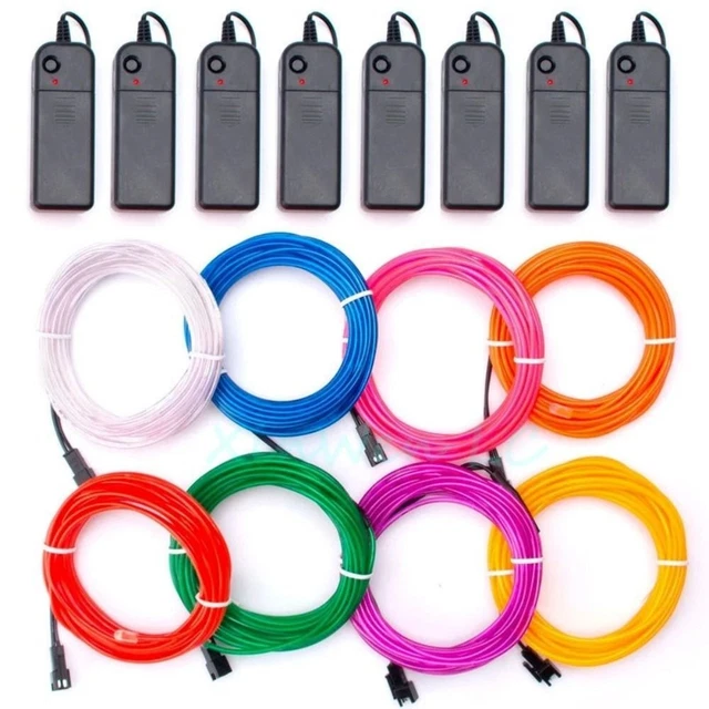 LUMINOUS GLOW EL Wire Cable 1m/3m/5m Wire Cable Light Clothes Ball Rave ...
