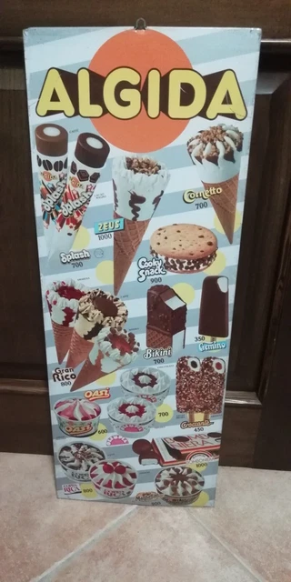 TABELLA ALGIDA 1984 insegna cartello gelati latta prezzi lire ...