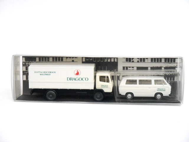 SET DRAGOCO HOLZMINDEN: Mercedes Atego + VW Typ 2 T3 Bus, Wiking in 1: ...
