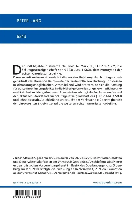 DIE HAFTUNG FÜR echte Unterlassungsdelikte nach § 823 Abs. 2 BGB ...