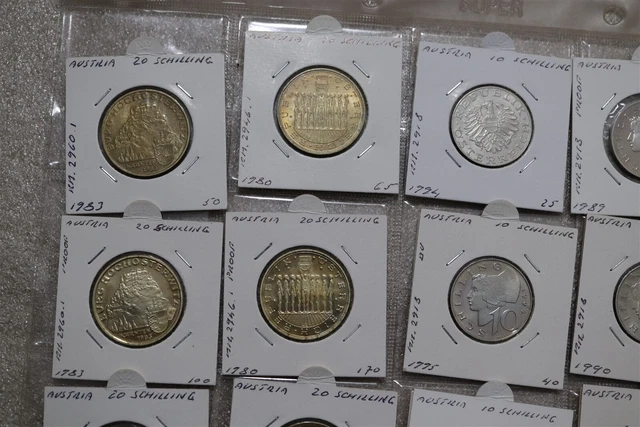 🧭 🇦🇹 AUSTRIA 10 Schilling + 20 Schilling Collection - 20 Coins B77 #13 ...