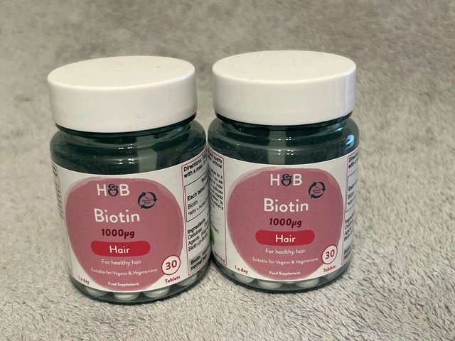 H&B BIOTIN HAIR Growth Supplement 1000ug 60 (2X30) Tablets £11.84 ...