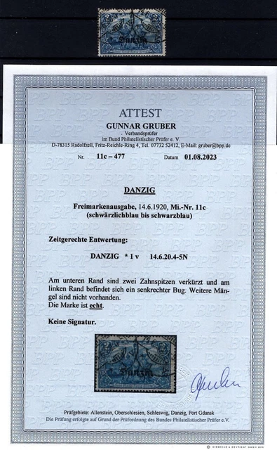 GDANSK 11C COLOR Postmarked BPP Certificate (T5118 £424.83 - PicClick UK