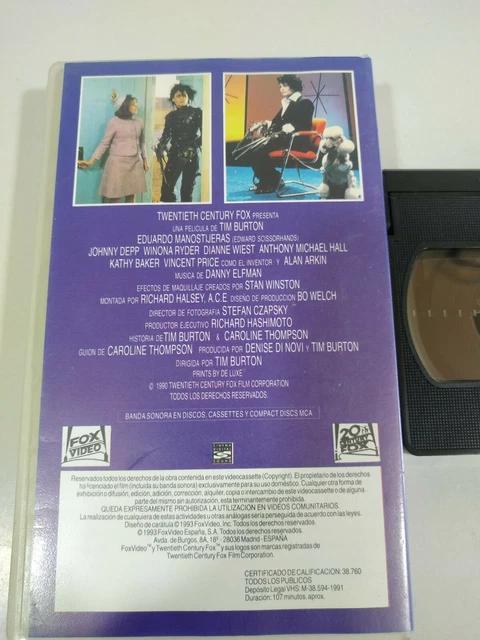 EDWARD SCISSORHANDS TIM Burton Johnny Depp - VHS Tape Spanish - 3T $55. ...