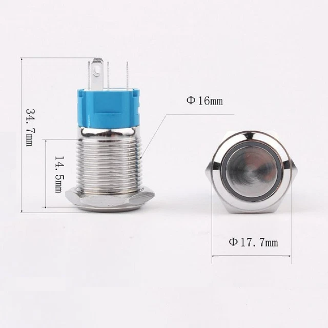 16MM LATCHING PUSH Button Switch 12-24V On Off Stainless Steel LED Self ...