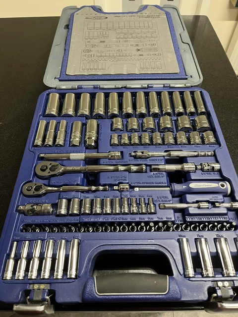 NEW BLUE POINT 100 pcs 3/8 & 1/4 General Service Kit Socket Set by Snap ...