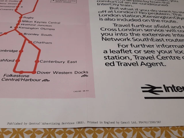 ORIGINAL INTERCITY CROSS London Service Railway Poster 1987 EUR 17,16 ...