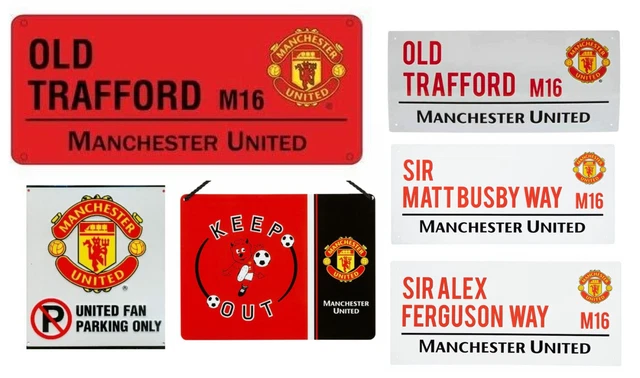 MANCHESTER UNITED FC Metal Sign Stadium Street Bedroom Window Retro ...