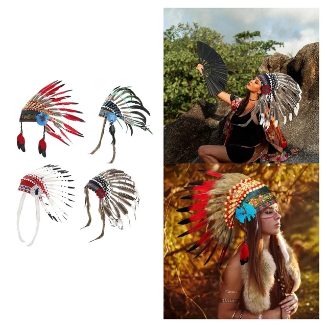 NATIVE AMERICAN INDIAN Headdress Adjustable Headpiece for Themed Party ...