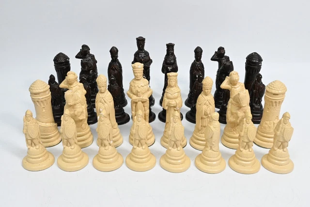 LARGE CHESS PIECES Medieval Theme 5" Tall Plaster Cast Figures Vintage ...