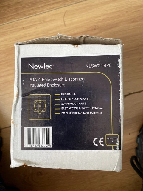 20 AMP 4 pole Isolator insulated enclosure Newlec NLSW204PE 20A IP65 £ ... 20 AMP 4 pole Isolator insulated enclosure Newlec NLSW204PE 20A IP65 £ ...