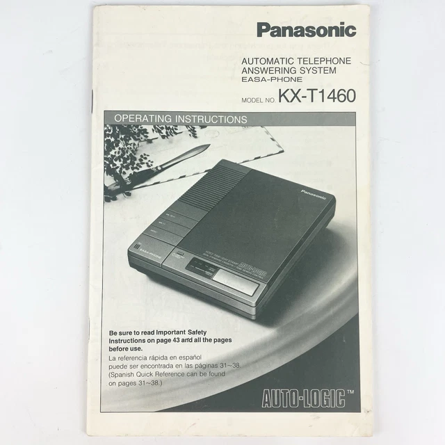 PANASONIC ANSWERING SYSTEM KX-T1460 Users Guide OEM Original Operating ...
