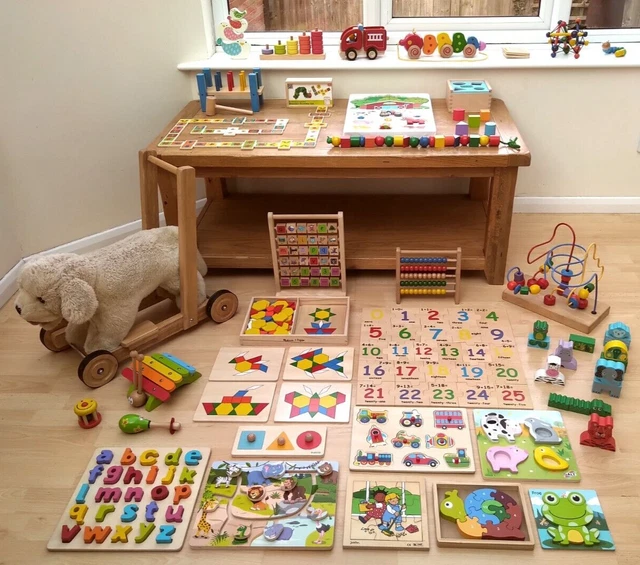 VERY LARGE WOODEN toy bundle Montessori educational preschool toddler ...
