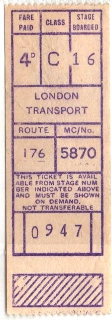 BUS TICKET - London Transport - Long Gibson Machine No 5870 £3.99 ...