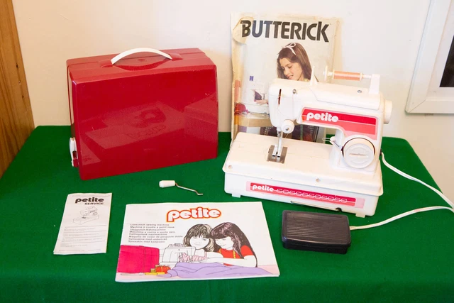 VINTAGE 1979 PETITE Lock Stitch Sewing Machine + Uncut Butterick Sewing ...