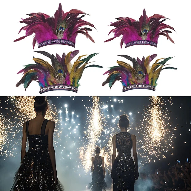 FEATHER HEADDRESS HAIR Band Photo Props for Role Play Dance Show Fancy ...