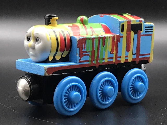 WOODEN PAINT SPLATTERED Thomas The Tank Engine and Friends Train BRIO ...