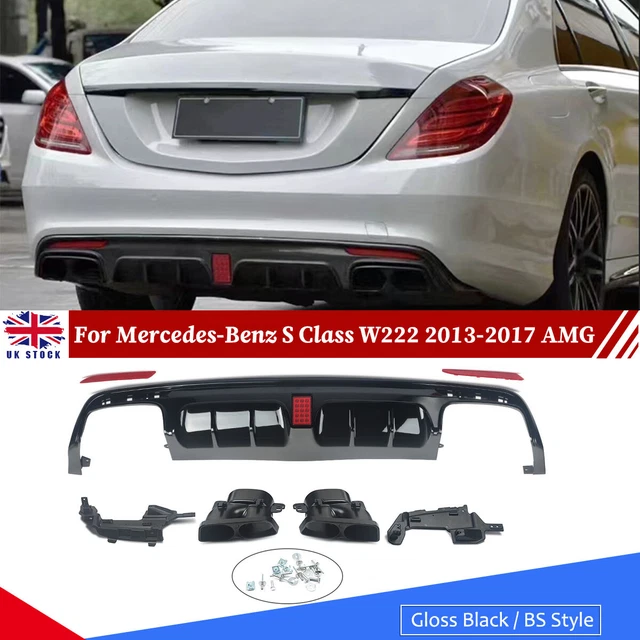 GLOSS BLACK REAR Diffuser +Tailpipe For Mercedes S CLASS W222 S65 2013 ...