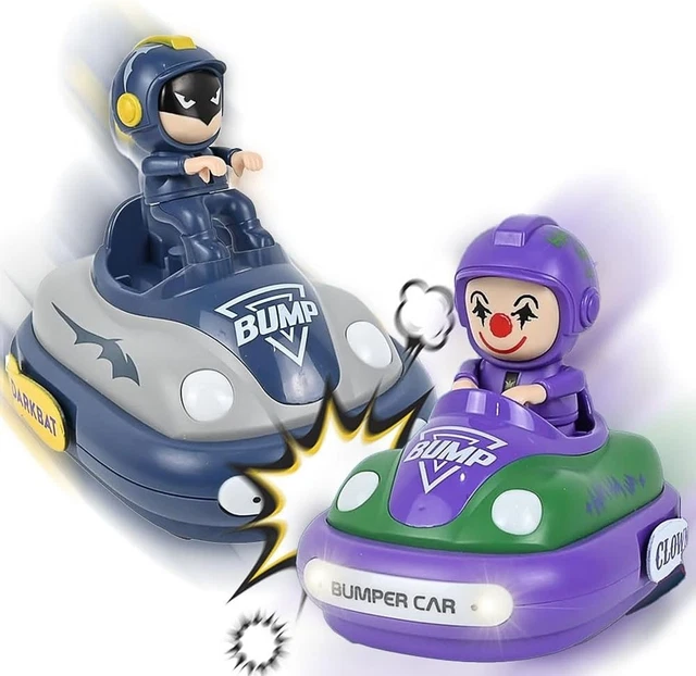2 PACK RC Bumper Cars for Kids – Bat Design, Lights, Sound & Ejecting ...