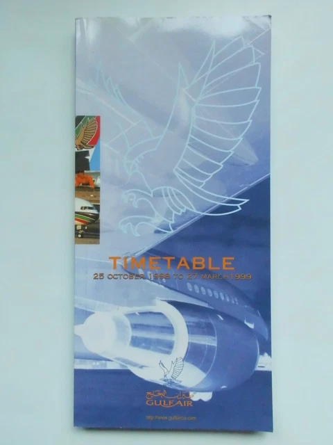 SYSTEM TIMETABLE GULF Air 1998/1999 Route Map Seat Guide £20.91 ...
