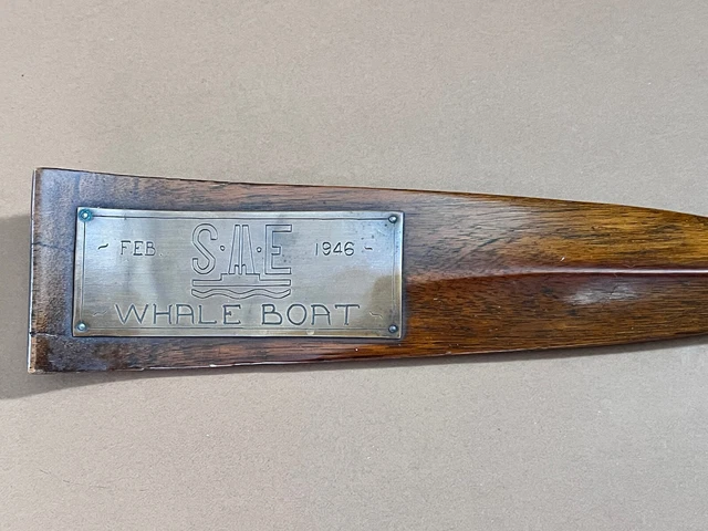ANTIQUE MINIATURE WOODEN Presentation Paddle Oar SAE Whale Boat 1946 ...