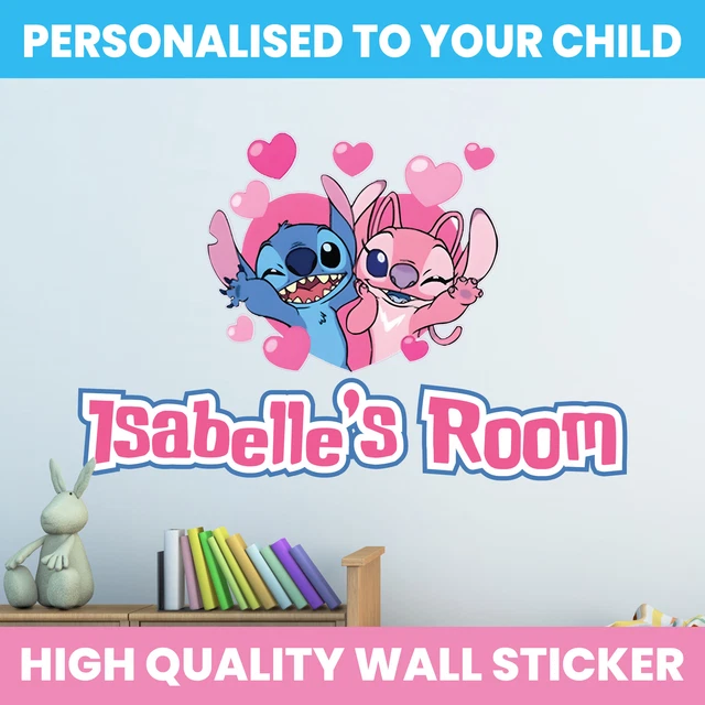 STITCH WALL STICKER Any Name Decal Lilo & Stitch Decor Kids Bedroom ...