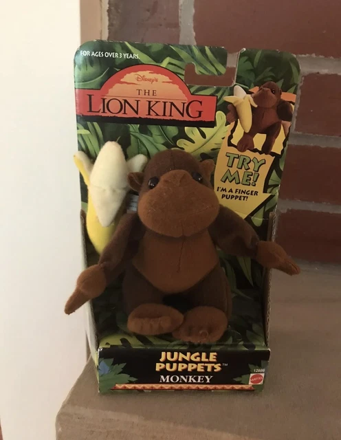 DISNEY THE LION King Jungle Finger Puppet Monkey Banana Plush Vintage ...