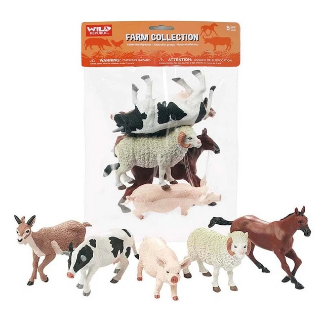 WILD REPUBLIC FARM Animals - 5 Different Farmyard Figurines **FREE ...