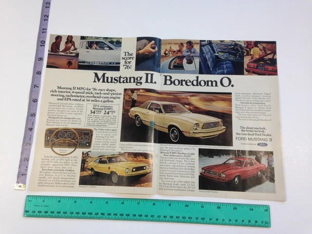 VINTAGE PRINT AD 70's / Magazine Clipping - 1976 Ford Mustang II photo ...