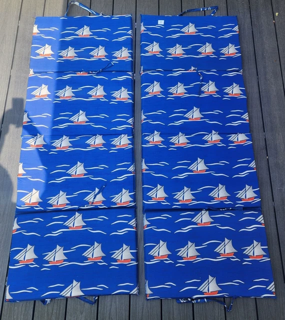 VINTAGE BEACH LOUNGER Fold Up Mattress Mat Boat Yacht Style Blue Great ...