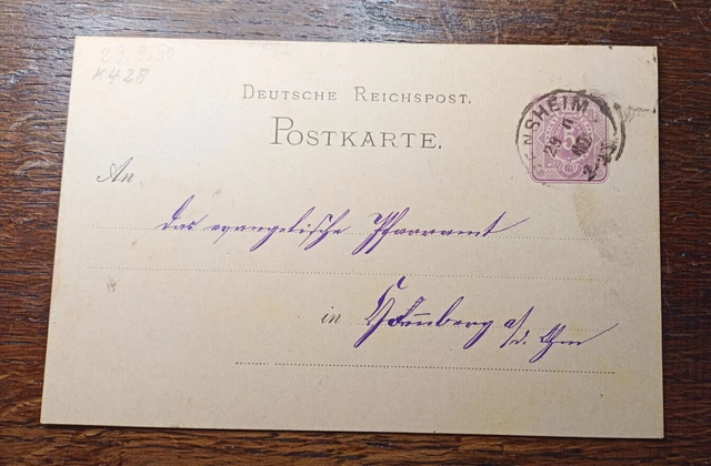 GANZSACHE POSTKARTE DEUTSCHE Reichspost 1890 5 Pfennig EUR 1,00 ...