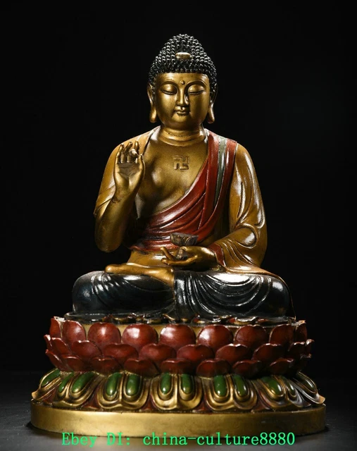 12 '' OLD tibétain cuivre pur figure Shakyamuni Shakyamuni statue de Bouddha EUR 420,00 ...