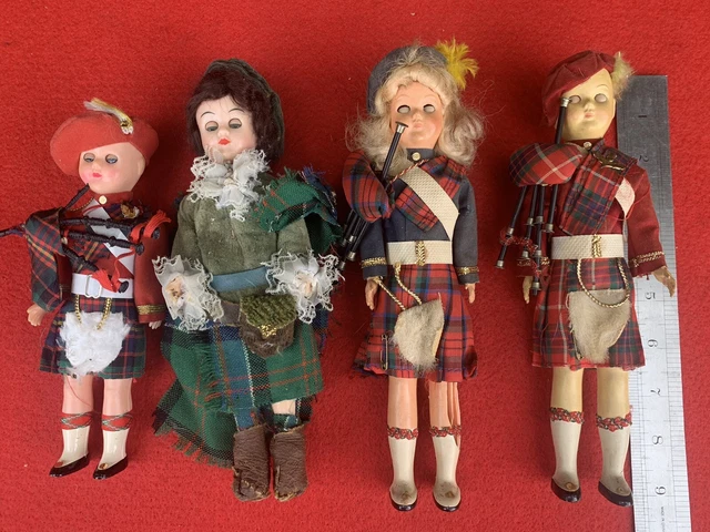 4 X Vintage Sleepy Eye Dolls ~ 🏴scottish Kilts Bagpipes Sporran £