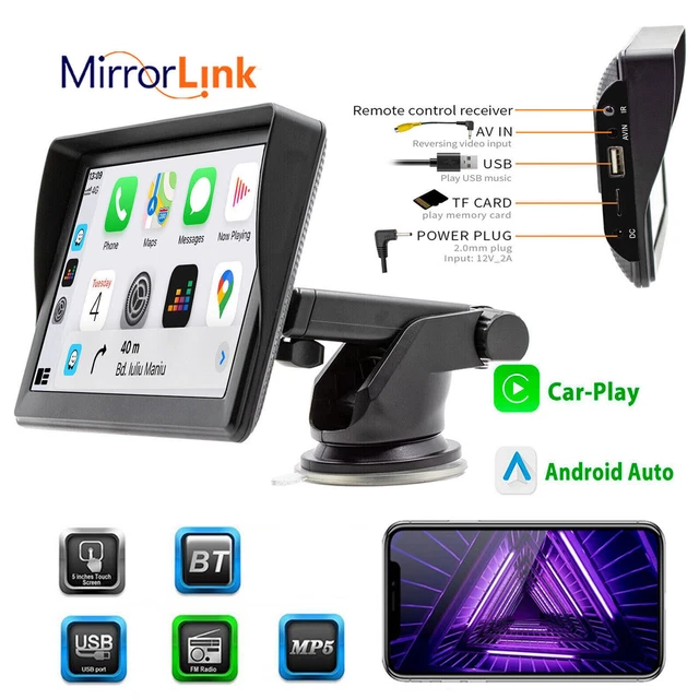 7& PORTABLE MP5 Player Apple Carplay Android Autoradio Touch Screen BT ...