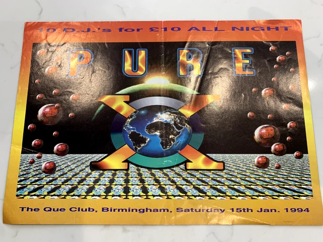 RAVE FLYER - Pure X part 1 - Que Club Birmingham jan 1994 £3.83 ...