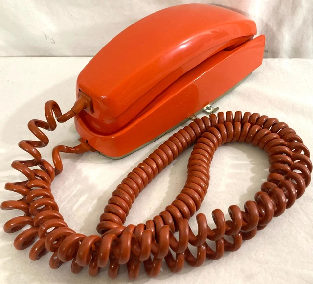 VINTAGE ITT SLIMLINE Rotary Phone Orange Wall Mount MCM Retro £22.57 ...
