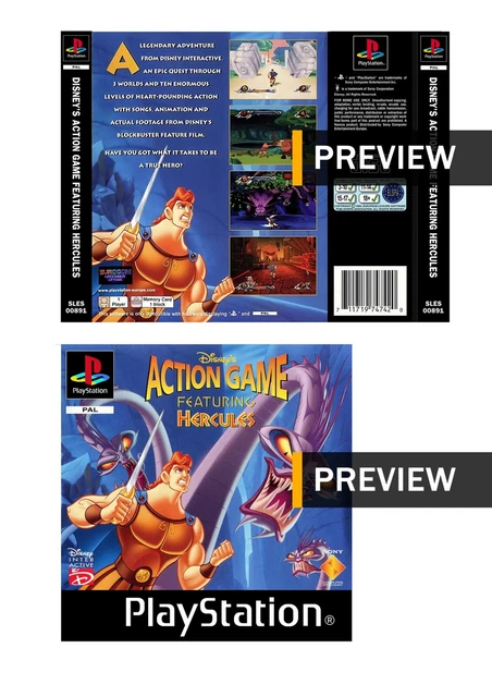 DISNEY'S HERCULES PLAYSTATION PS1 Replacement Inlay Covers Artwork ...