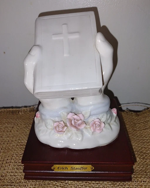 VINTAGE ARNAT ERICH Stauffer Holy Bible In Hands Roses Amazing grace ...