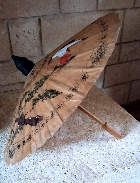 ANCIENNE OMBRELLE THAÏLANDAISE En Papier De Riz & Bambou Faite Et ...