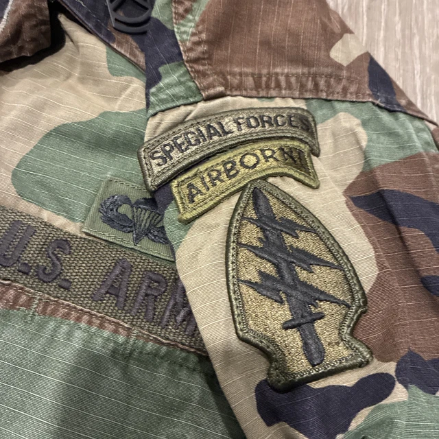 US ARMY JACKET Mens Medium-Reg Woodland Special Forces Airborne Camo ...