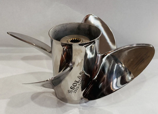 SOLAS HR TITAN 14 x 20 Right Hand 4-Blade Stainless Steel OMC Outboard ...