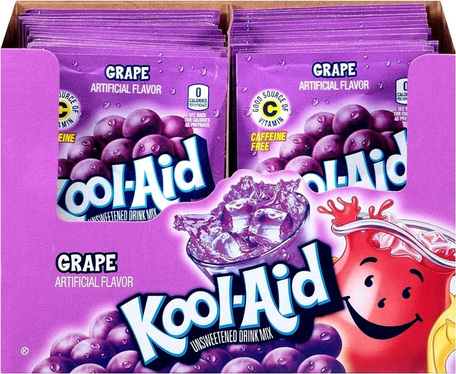KOOL-AID GRAPE UNSWEETENED Soft Drink Mix 0.15-ounce Envelopes (Pack of ...