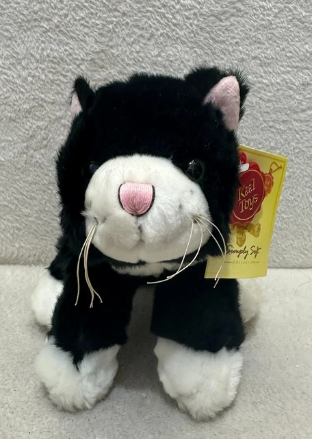 NWT KEEL TOYS Toys R US Animal alley black white floppy cat 25cm soft ...