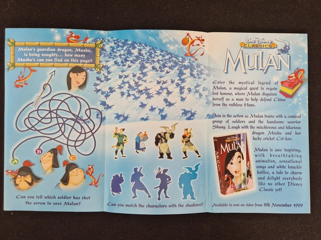 WALT DISNEY MICKEY'S Upon Christmas/Mulan VHS Video 1999 - Leaflet ...