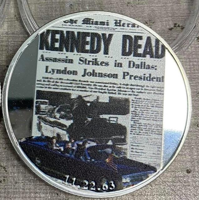 JFK SILVER COIN Flag Vintage Newspaper Medal Face White House Jack ...